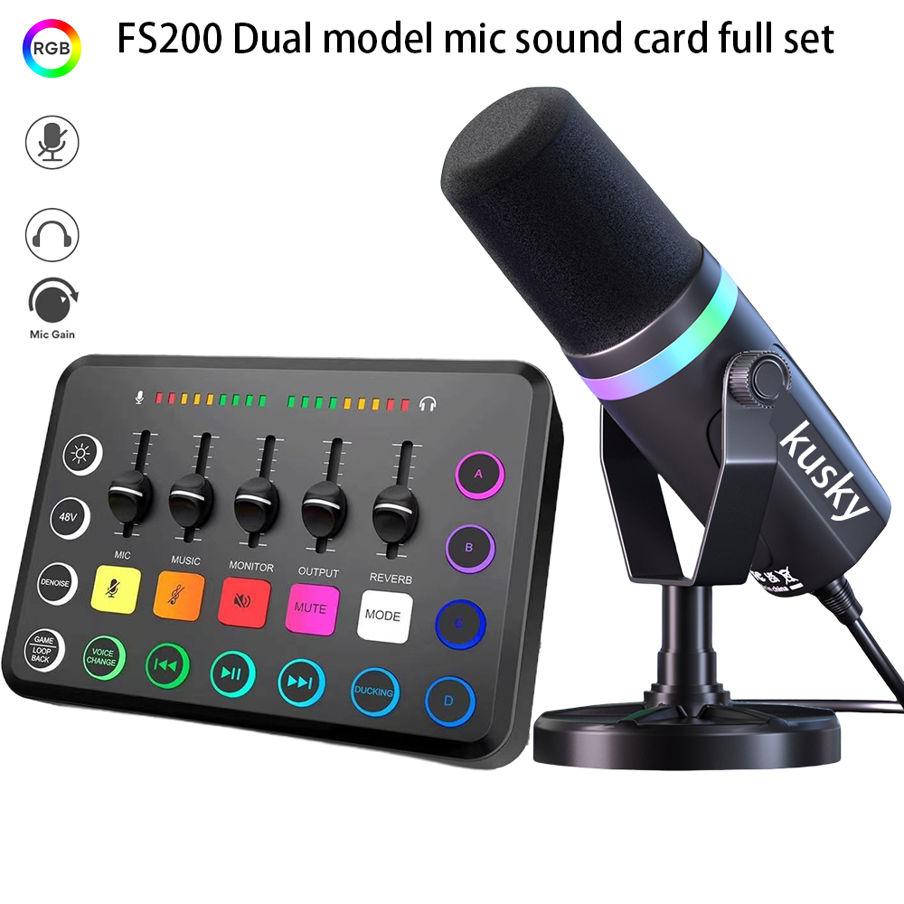 Kusky x100 Sound Card dynamic Microphone Set Professional Sound Card ...