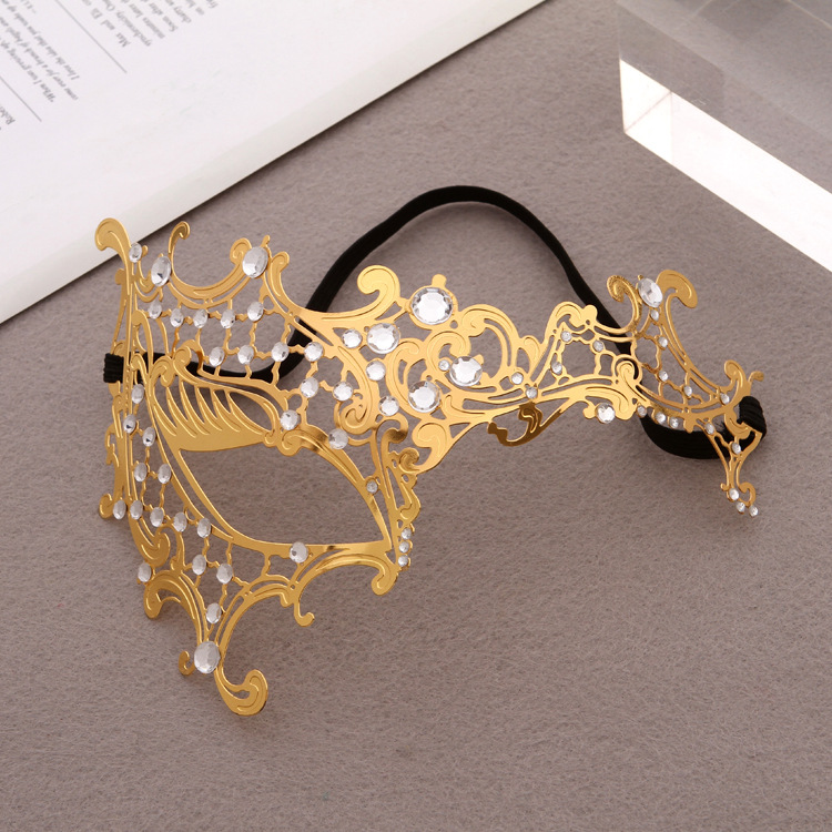 Halloween sexy Venetian metal diamond-encrusted half face masquerade ...