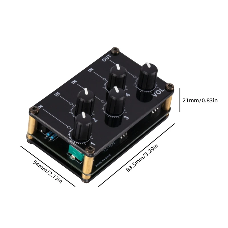 Mixer Stereo 4-in-1-out AUX Passive Mixer 3.5mm Line Levels Control ...