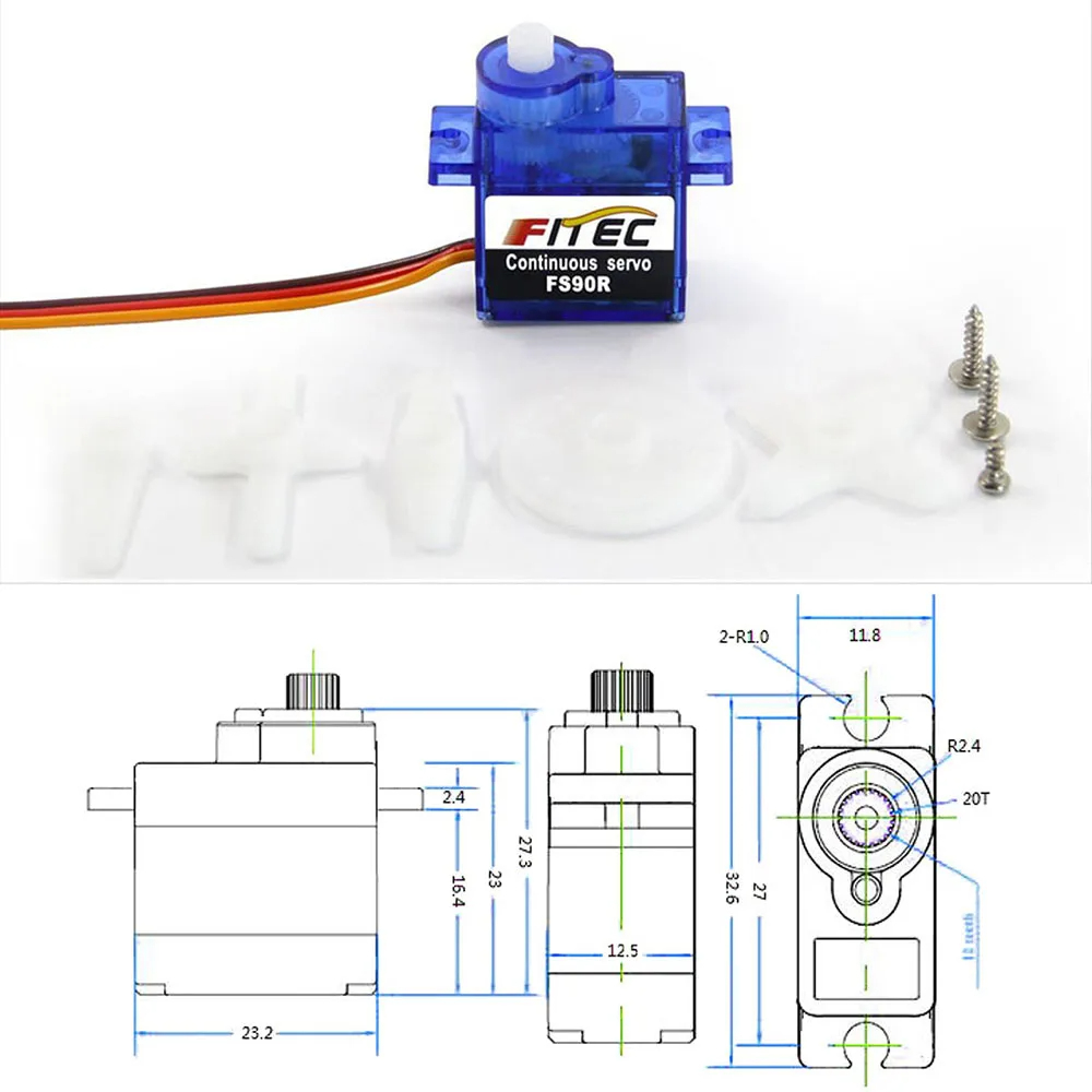 Feetech FS90R Micro Servo 360 Degree Continuous Rotation RC Servo Motor ...