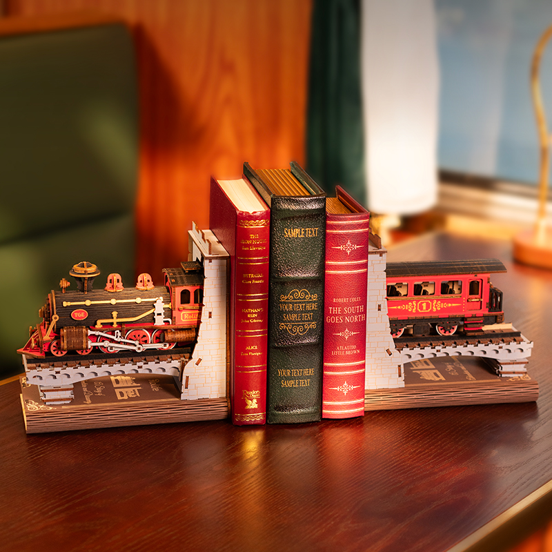 Rolife 3D Puzzles DIY Book Nook Wooden Vintage Train Decor Bookend ...