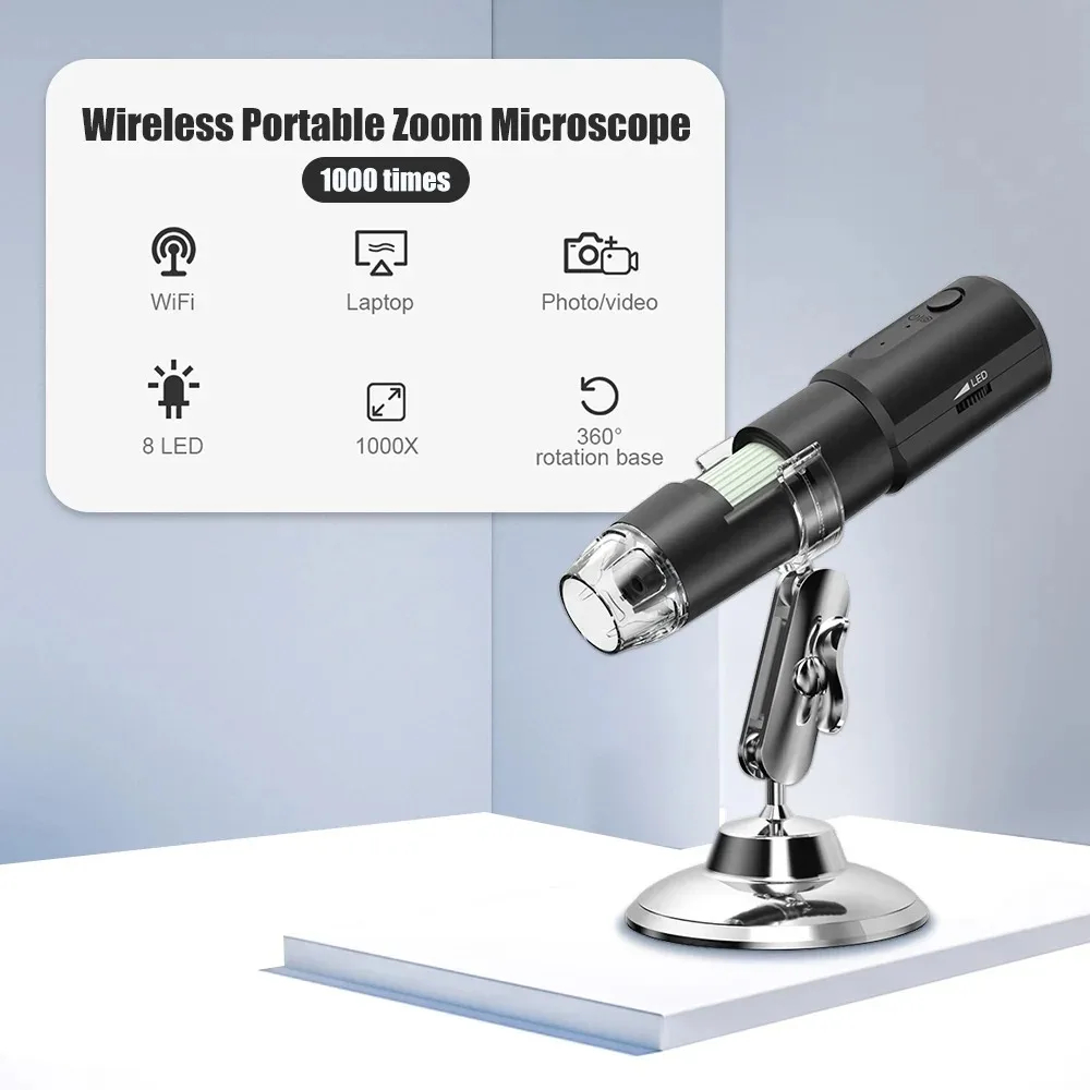 Digital Microscope WiFi Wireless Electron Dermatoscope Scalp Detection ...