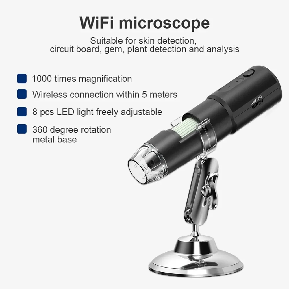 Digital Microscope WiFi Wireless Electron Dermatoscope Scalp Detection ...