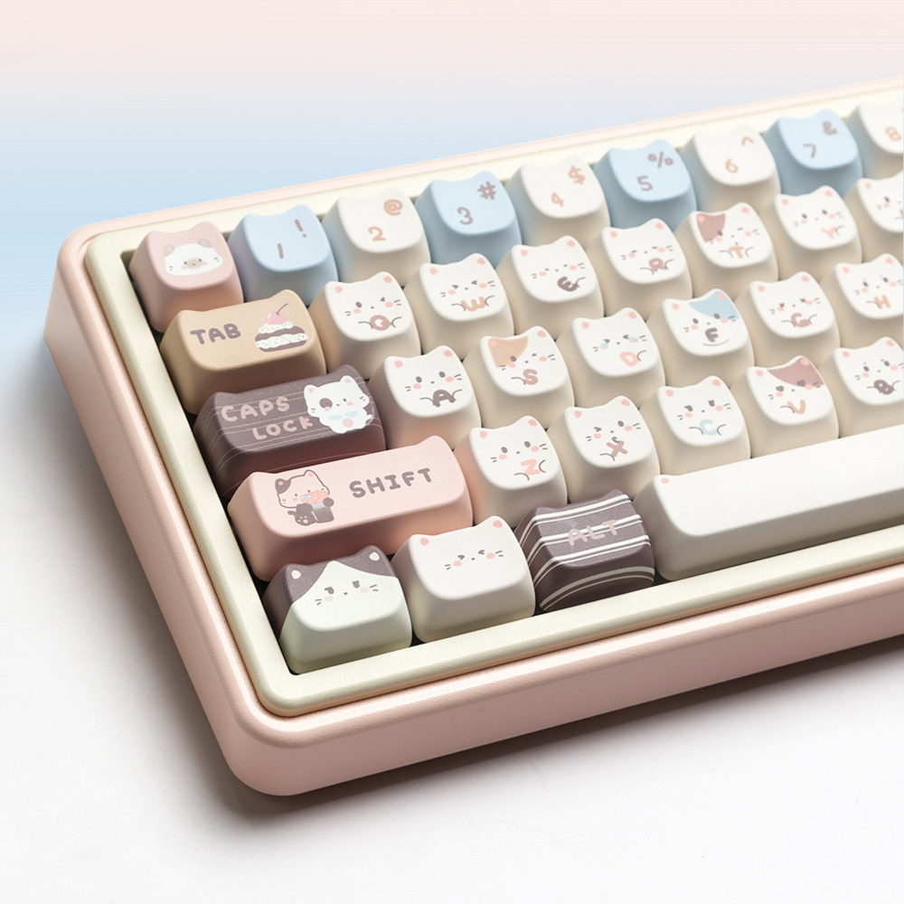Coffee Cat 140Keys/Set Keycaps PBT Ear Shape Dye-Sublimation MAO ...