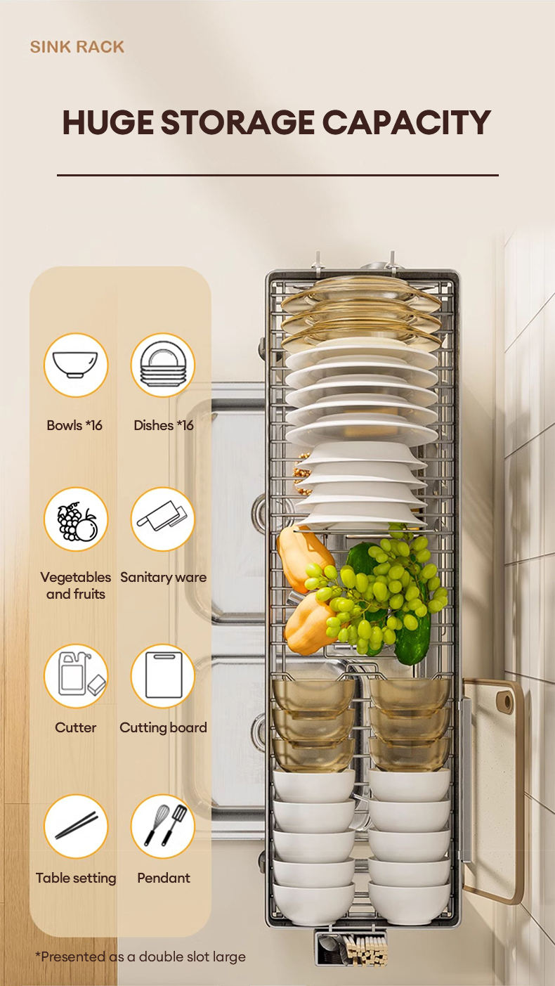 ICIC 304 Stainless Steel Dish Rack Adjustable Sink Rack Multi ...