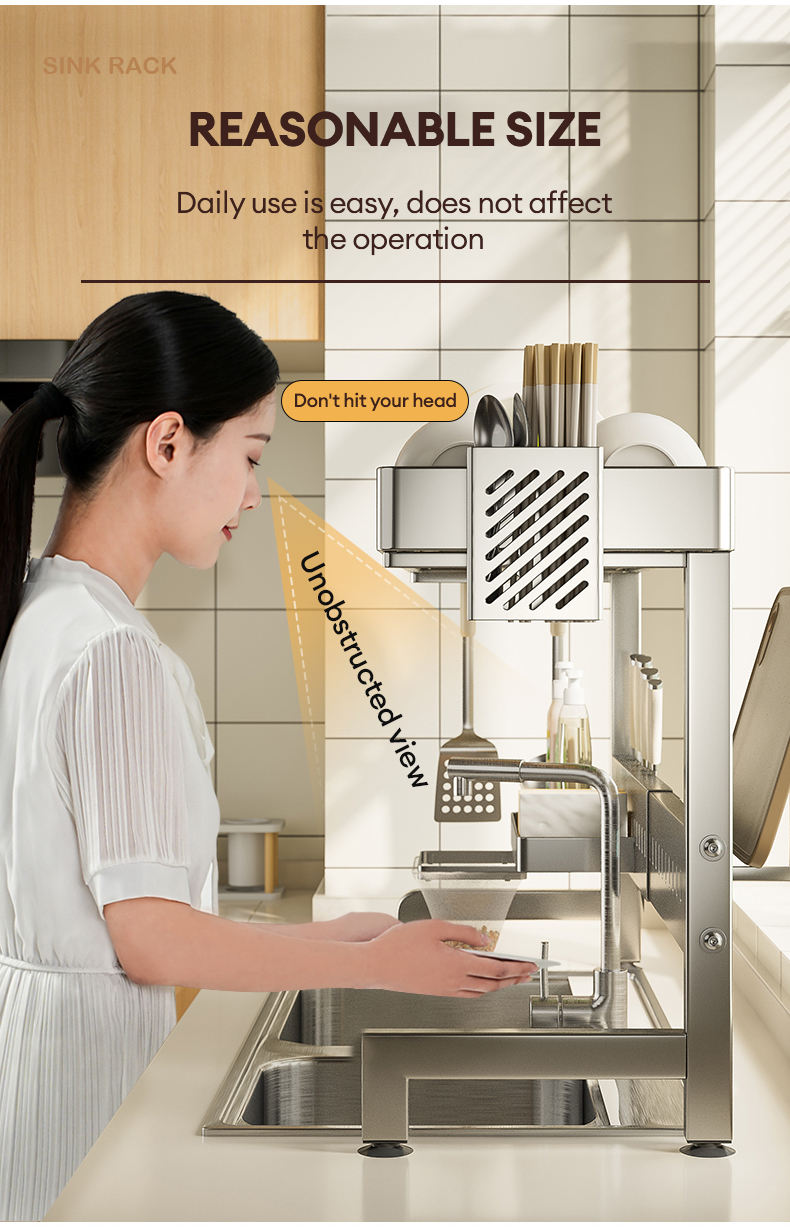 ICIC 304 Stainless Steel Dish Rack Adjustable Sink Rack Multi ...