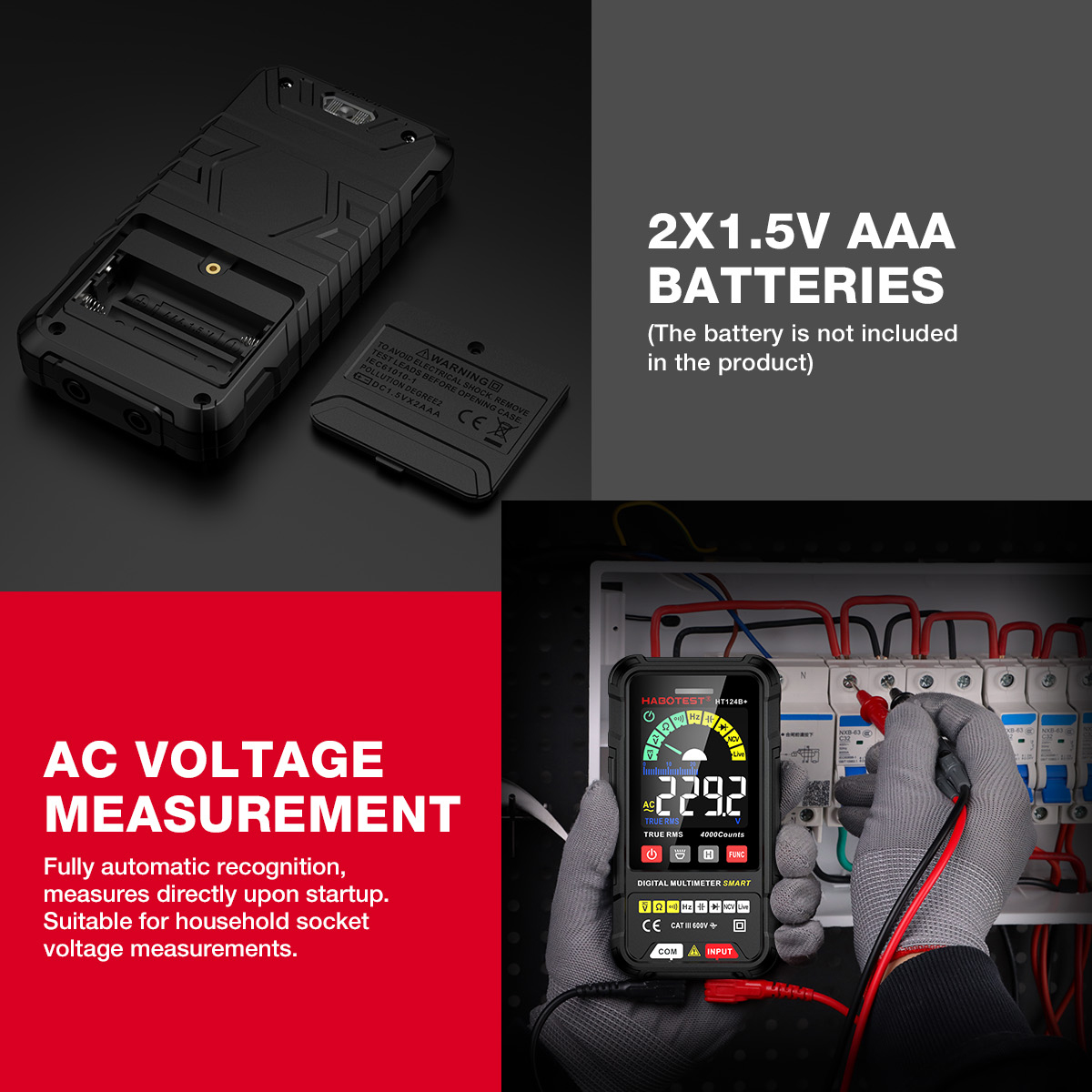HABOTEST HT124 Series Digital Intelligent Multimeter 4000 Counting ...