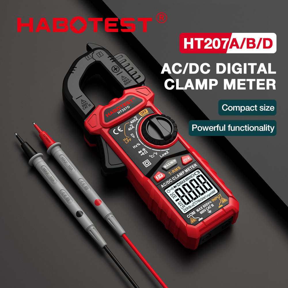 HABOTEST HT207 AC DC Digital Clamp Meter Multimeter Pinza Amperimetrica ...