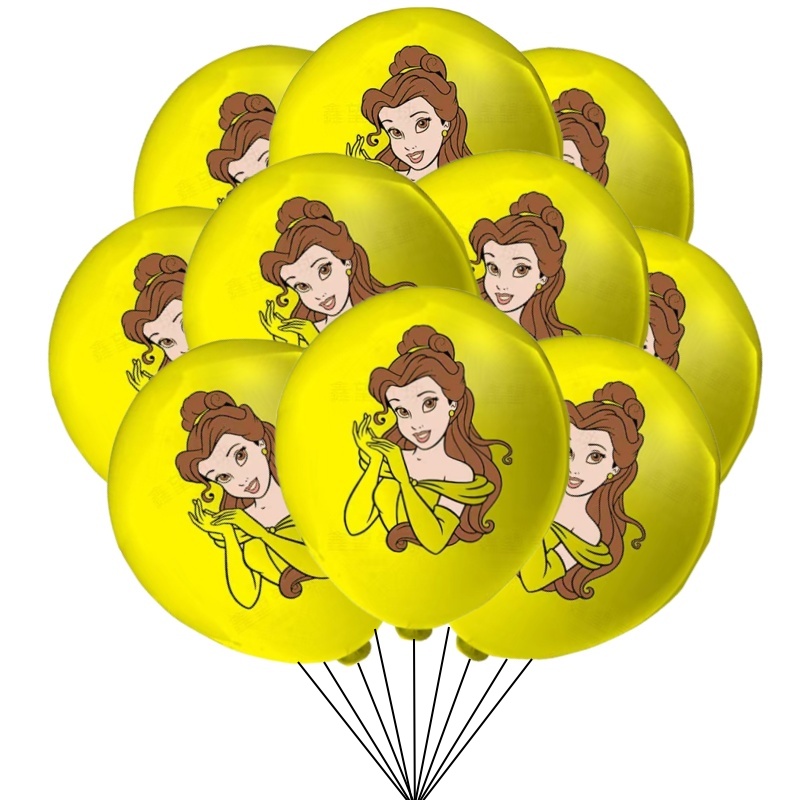 10Pcs Beauty and the Beast Balloon 12inch Princess Latex Balloon Baby ...