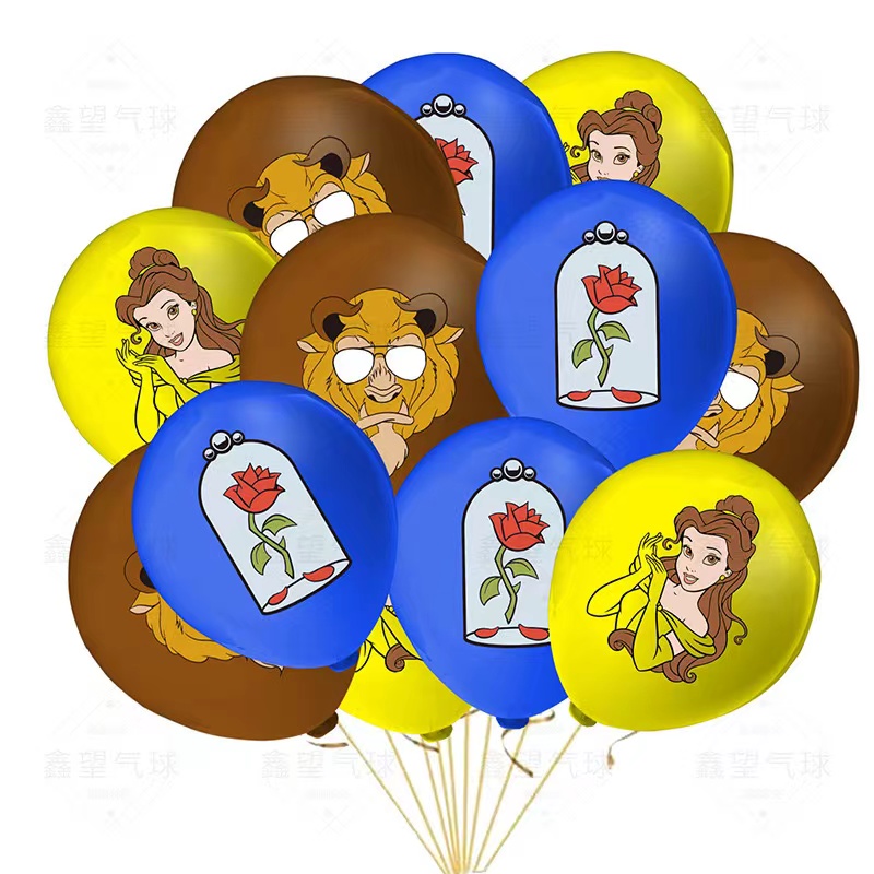 10Pcs Beauty and the Beast Balloon 12inch Princess Latex Balloon Baby ...