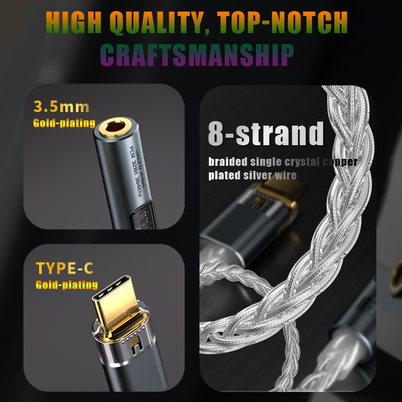 USB Type C to 3.5 mm Jack Adapter Headphone Amp HiFi DAC Type-C Audio ...