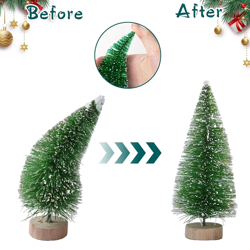 8pcs/pack Mixed Mini Wooden Christmas Tree Soft Grass Green Christmas ...