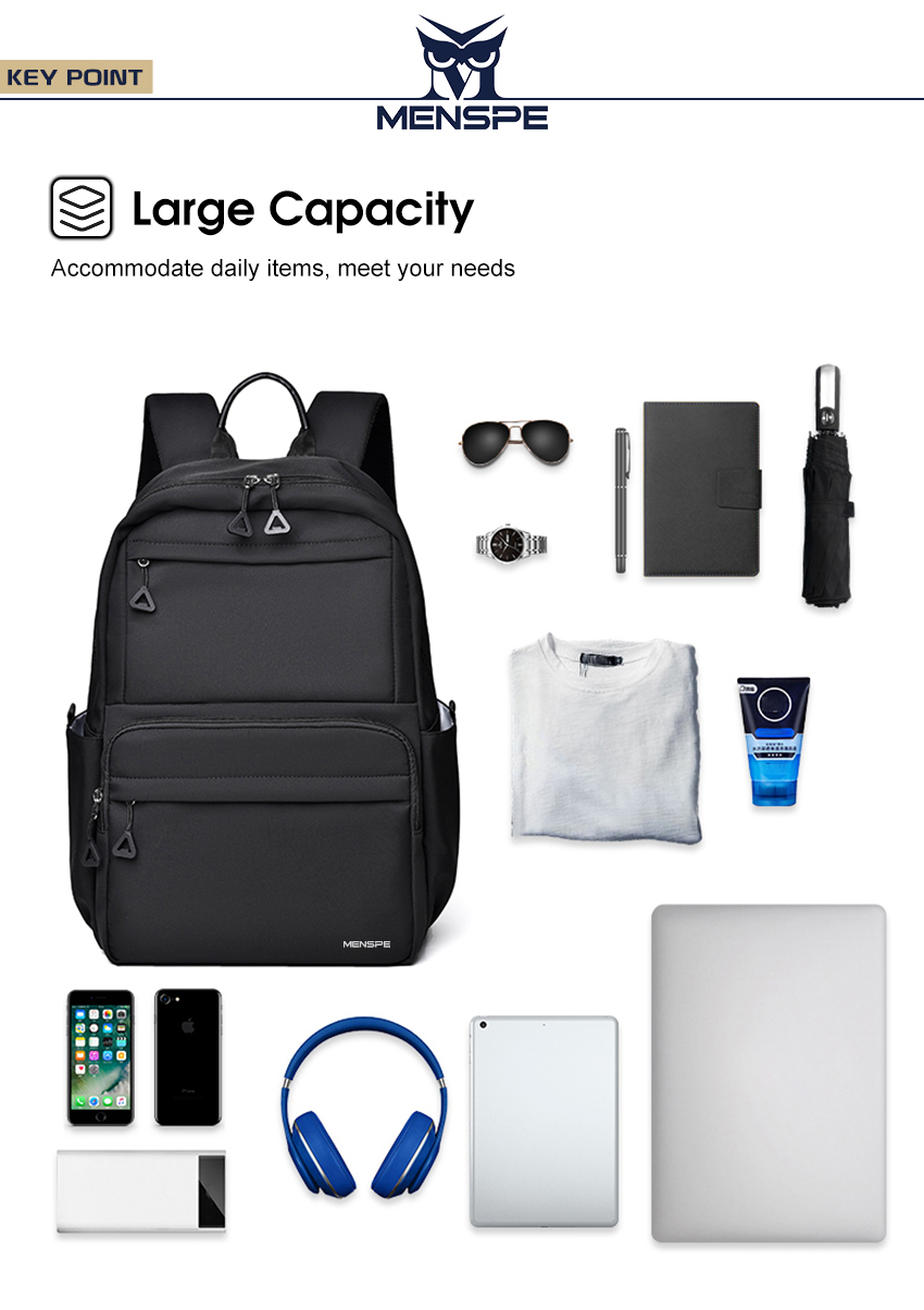 MENSPE Men Backpack Notebook Business Travel Bag Waterproof Backpack ...