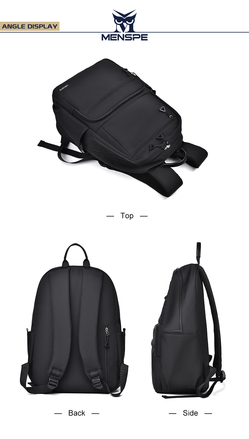 MENSPE Men Backpack Notebook Business Travel Bag Waterproof Backpack ...