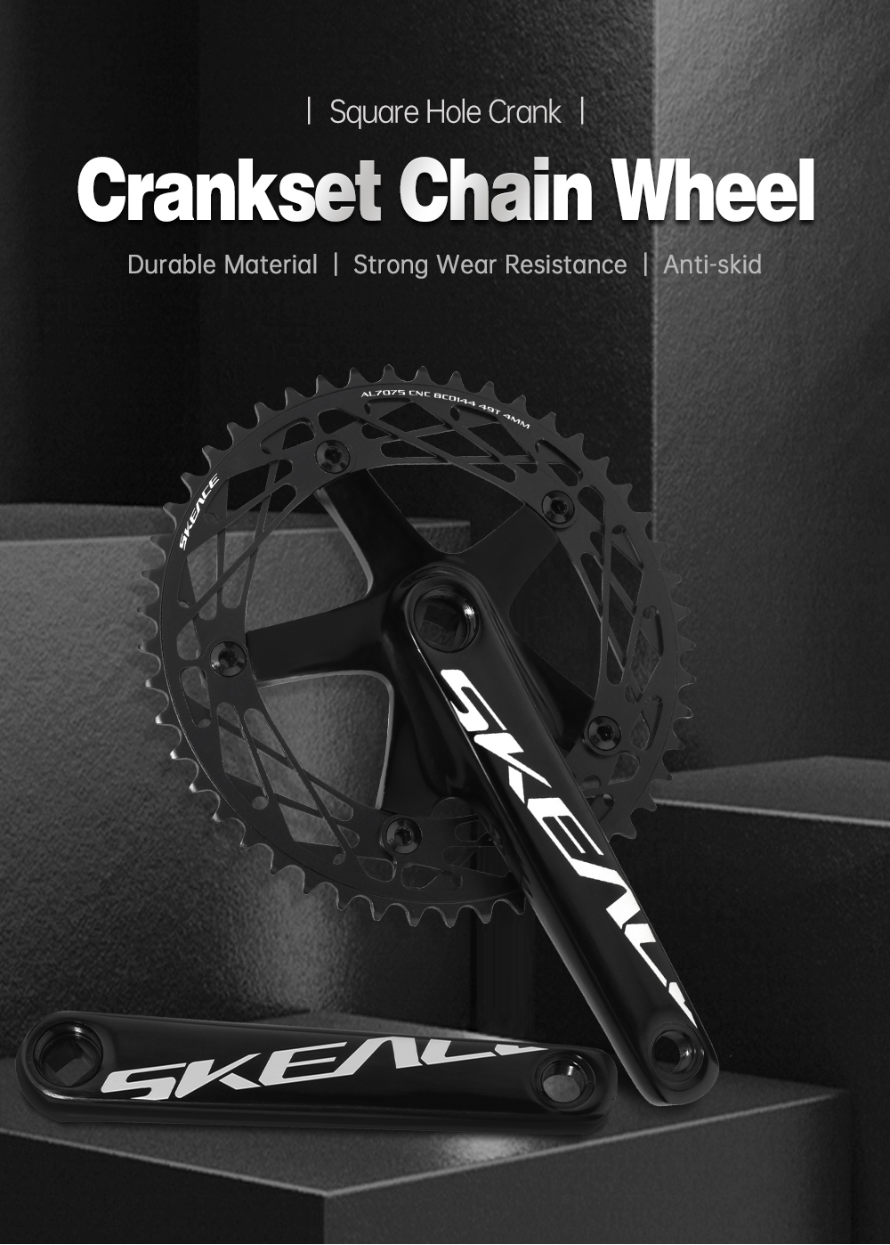 SKEACE 144mm BCD Square Hole Track Fixed-gear Racing Bike Single Speed ...