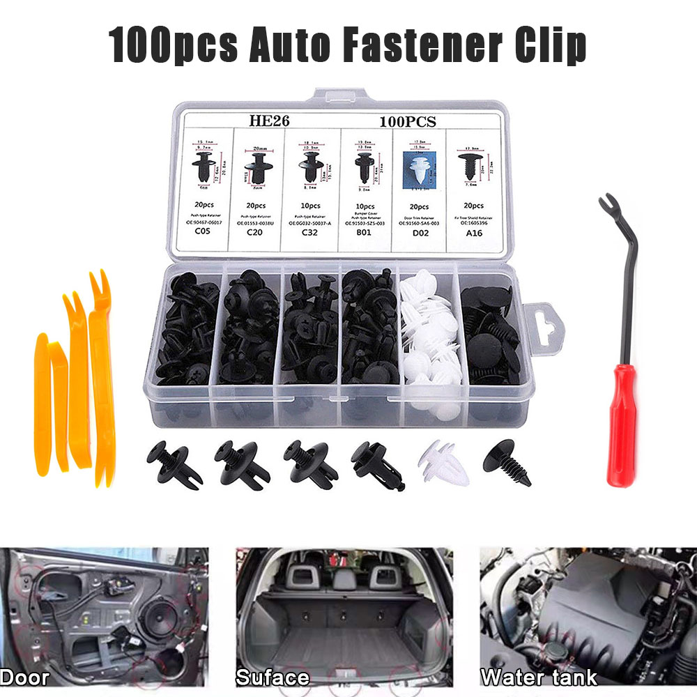 Auto Fastener Clip 100pcs Bumper Clip Fastener Clip Push Retainer Pin ...