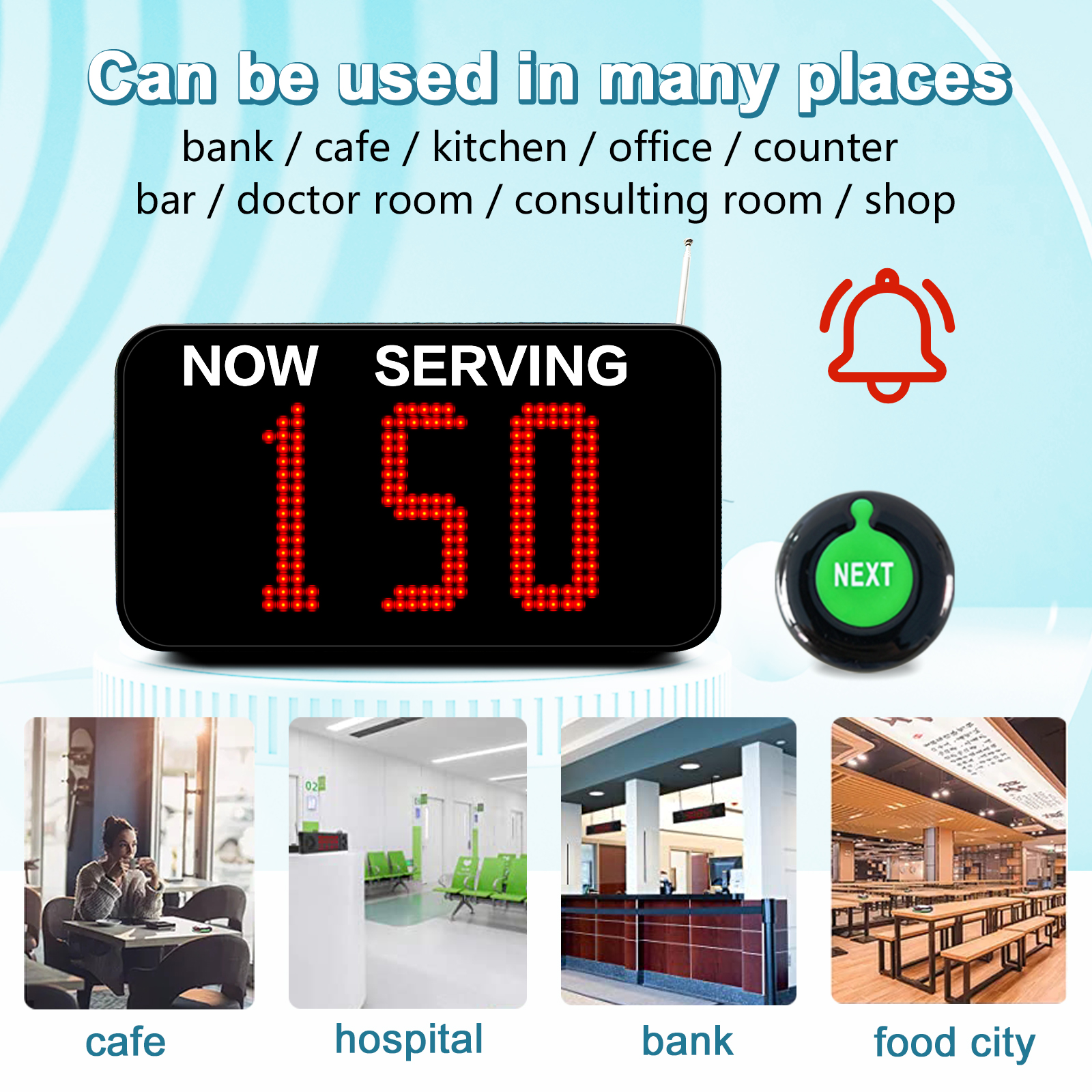 【COD】Queuing System Machine Wireless Queue Number Call System for Bank Restaurant Order Waiter ...