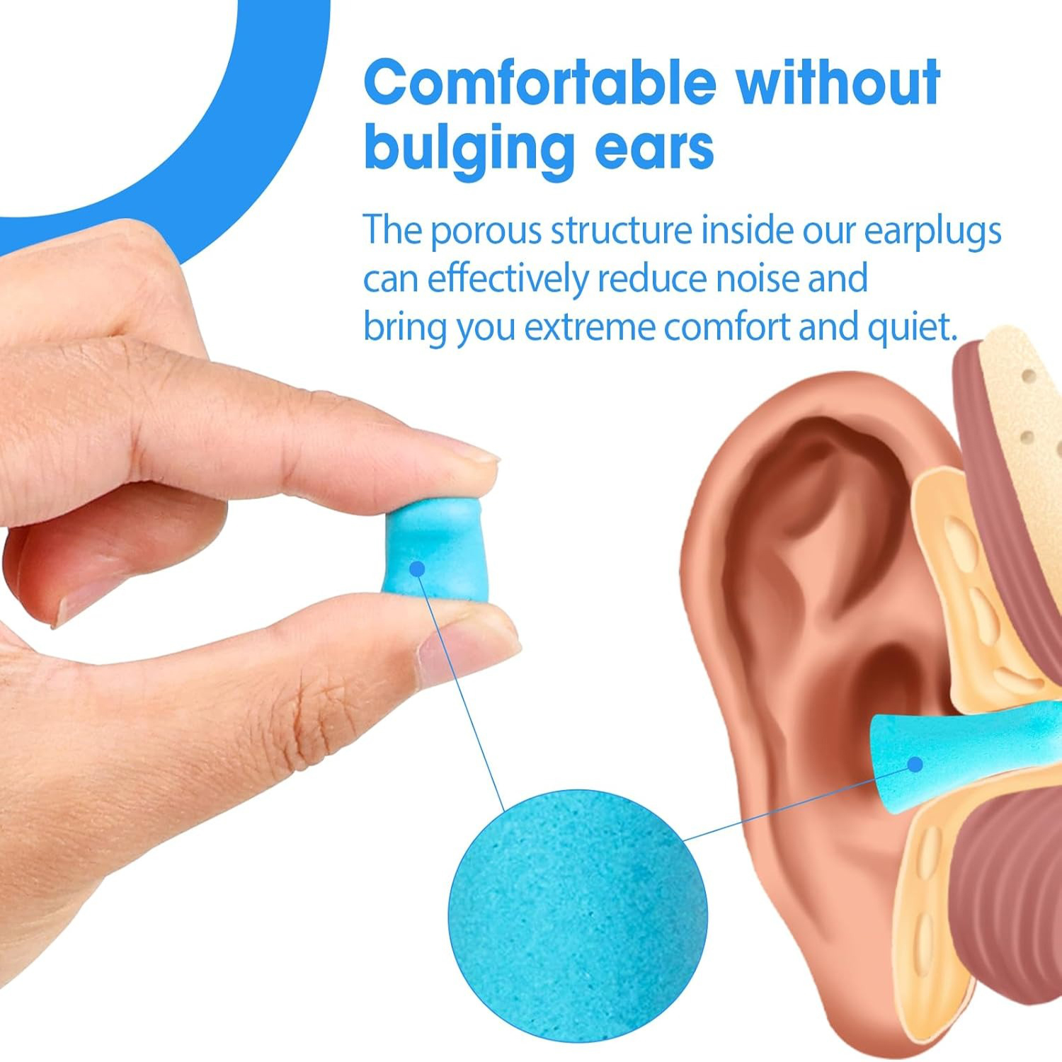 20/50/100Pairs Foam Earplugs Blue Disposable Noise Reduction Ear Plugs ...
