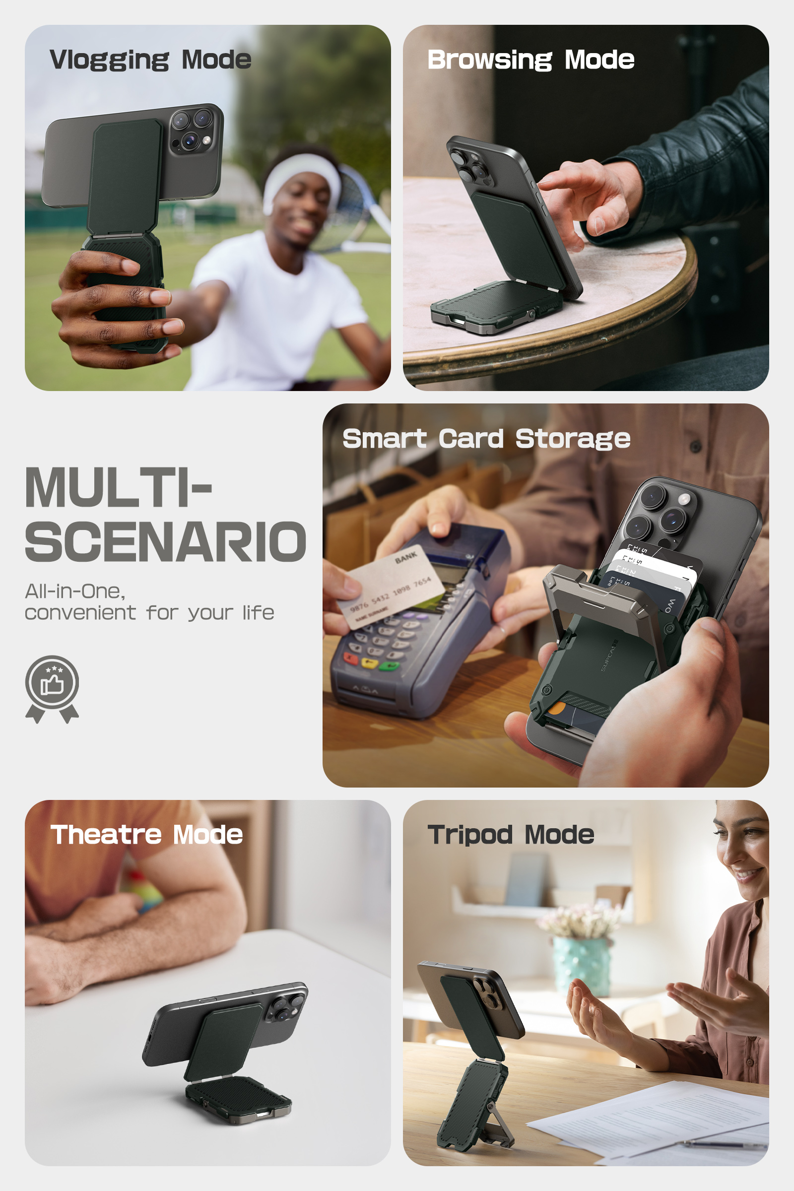 SUPCASE Magnetic Wallet with Stand Compatible with MagSafe Hold 5 Cards Adjustable Stand RFID ...