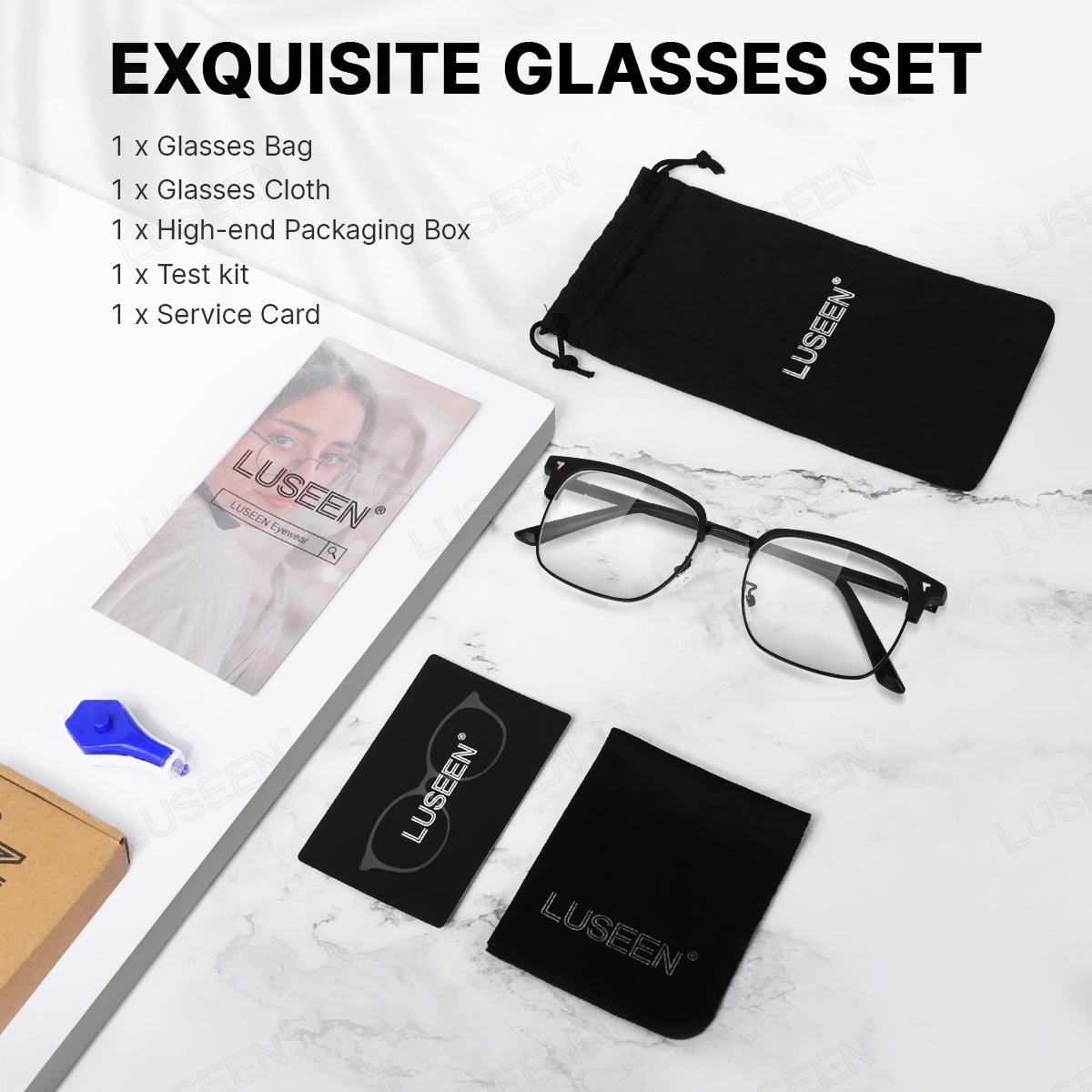 LUSEEN Eyewear Photochromic And Anti Blue Browline Glasses For Men And ...