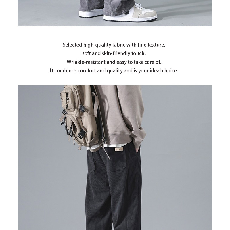 FEARLESS Corduroy Straight Pants for Man Korean Versatile Menswear ...