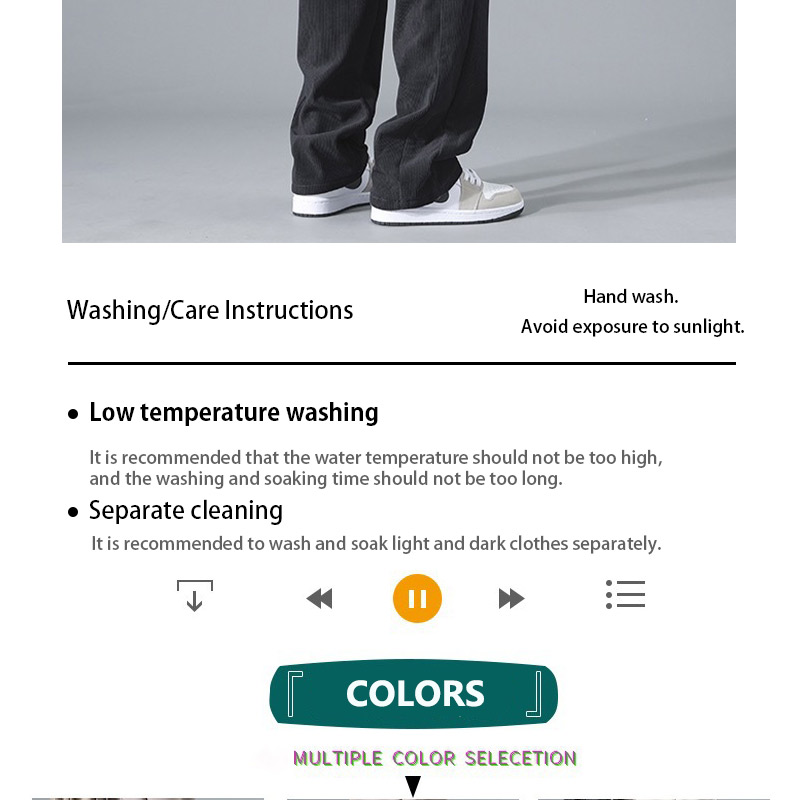 FEARLESS Corduroy Straight Pants for Man Korean Versatile Menswear ...