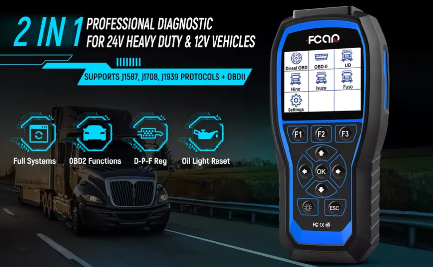 FCAR F506 PRO 12V 24V 2in1 Heavy Duty Truck Automotive OBD2 Scanner ...