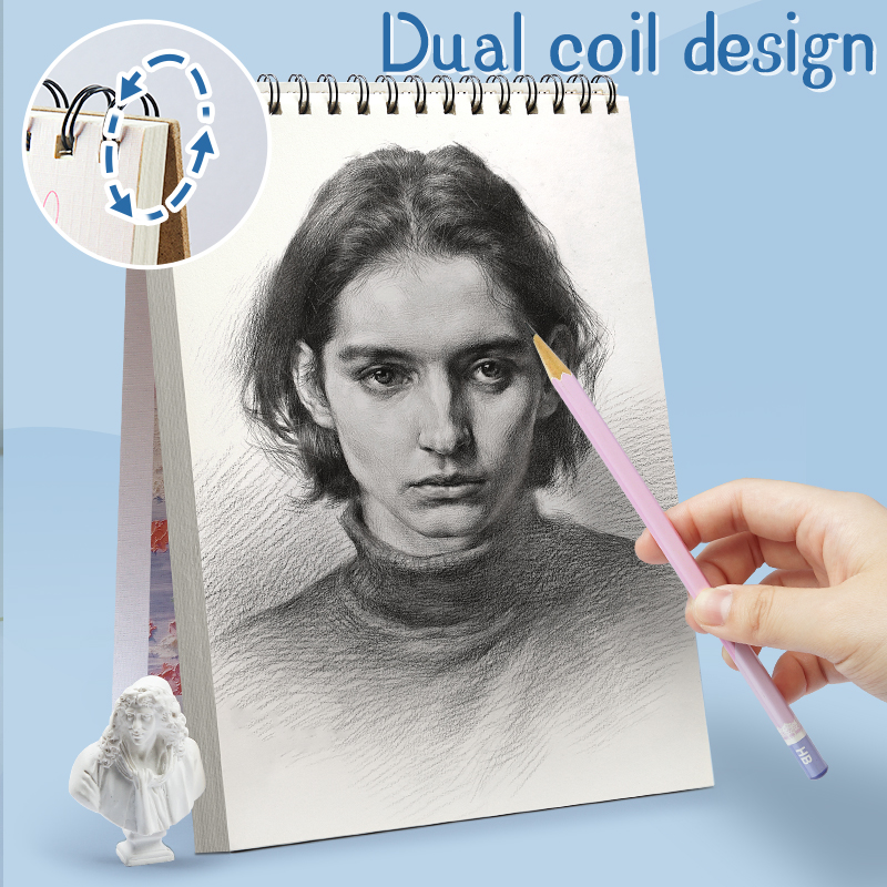 A4 Double Spring Sketchbook Cute Cartoon Blank Sketch Pad Thick Drawing ...