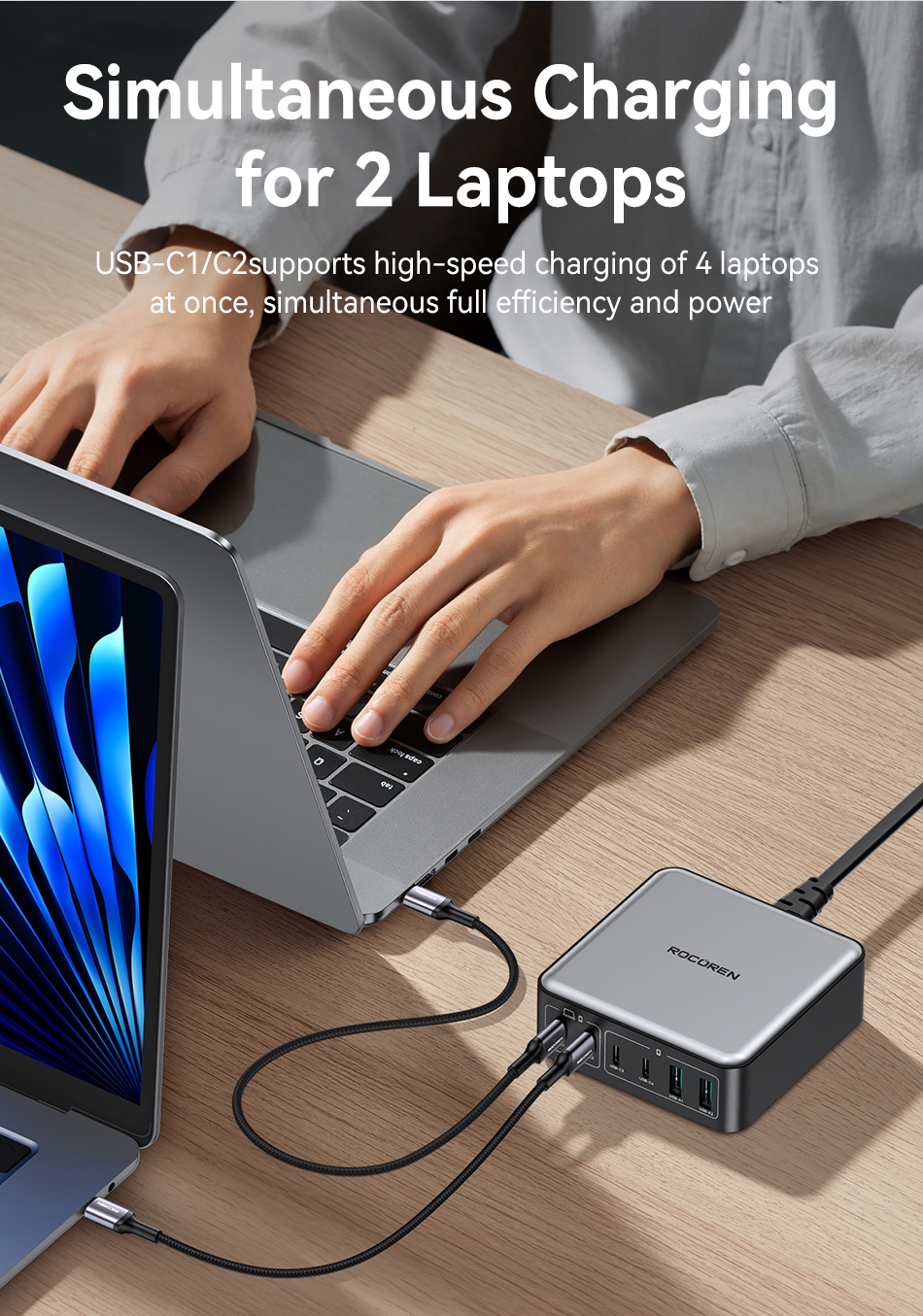 Rocoren 200W 4C+2A Energy Station Series Fast Charging Desktop Charger ...