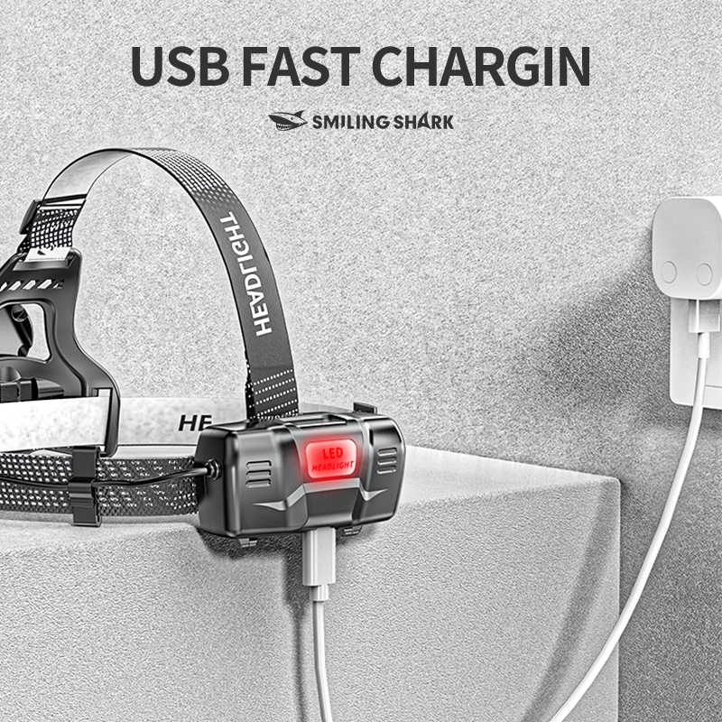 Smiling Shark K223 LED HeadLight Super Bright 7500LM 5Mode With Sensors Head Lamp USB ...