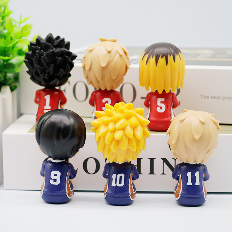 6Pcs/Set 6.5cm Anime Q Version Sitting Position Haikyuu!! Hinata Shoyo ...