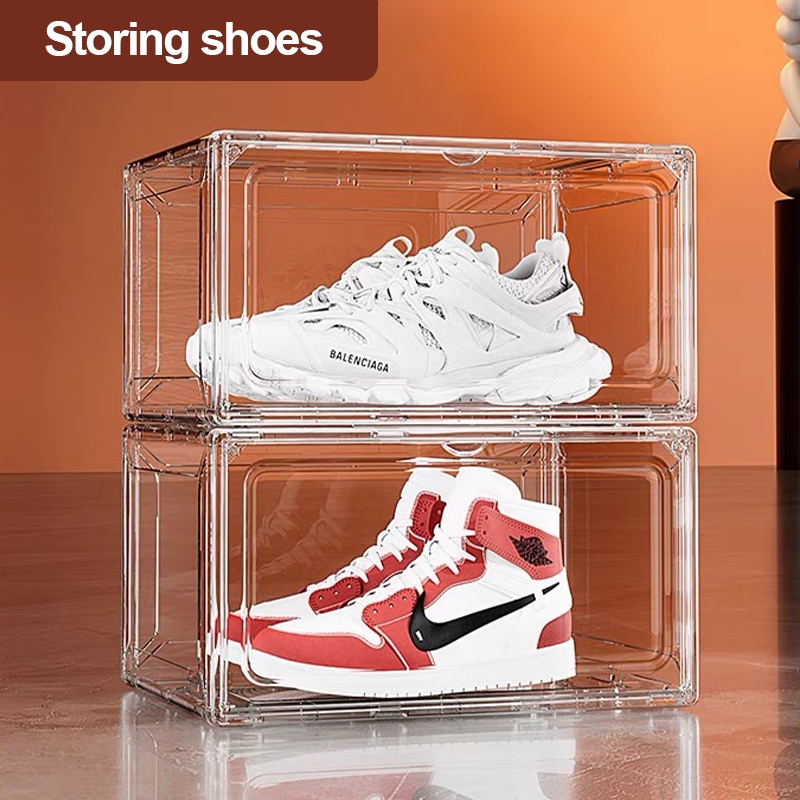 Acrylic sneaker shoes rack clear shoe box storage cabinet shoe rack ...