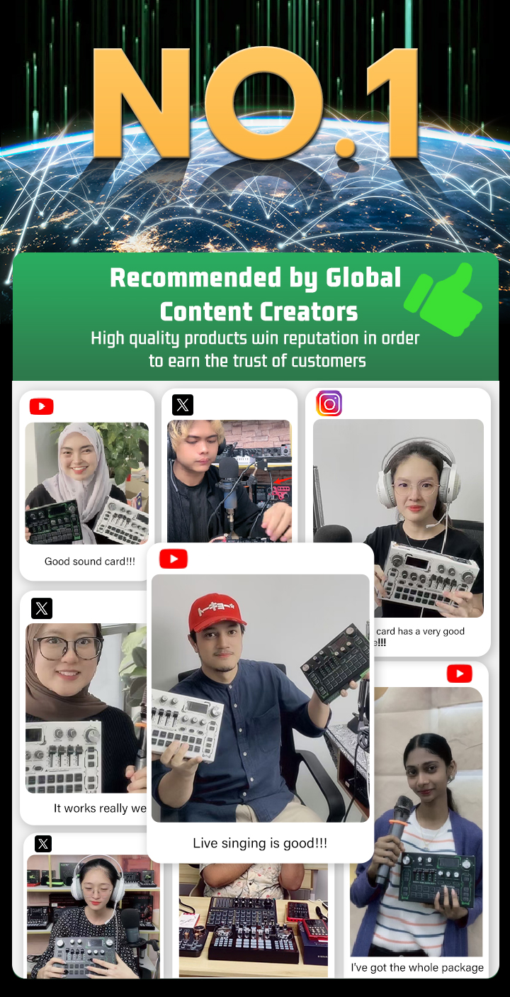 KOORFLY KF03 Sound Card 48V Mixer Condenser Mic Kit Eliminate Raw Songs Custom Sounds And Lights ...