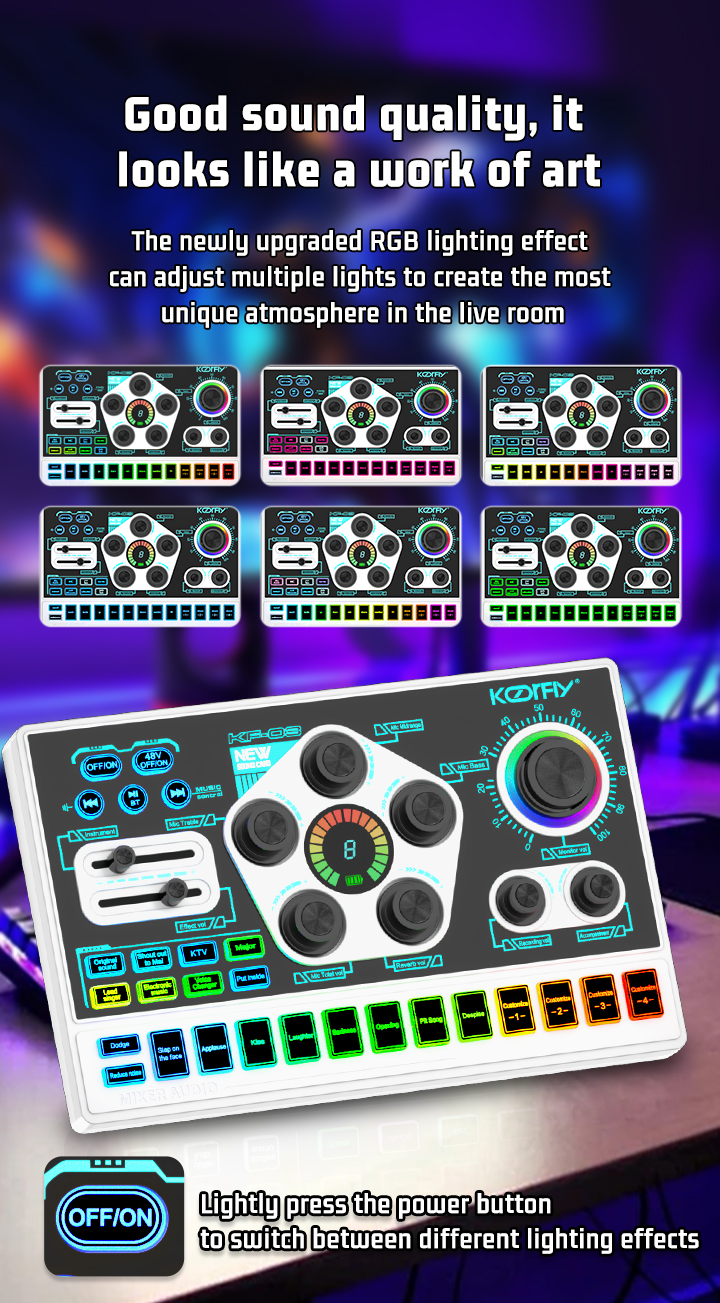 KOORFLY KF03 Sound Card 48V Mixer Condenser Mic Kit Eliminate Raw Songs ...