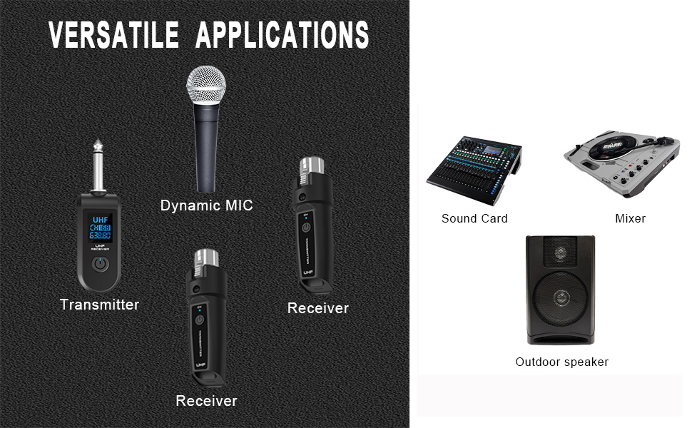 2.4G Wireless Microphone XLR Transmitter Receiver Rechargeable Wireless ...