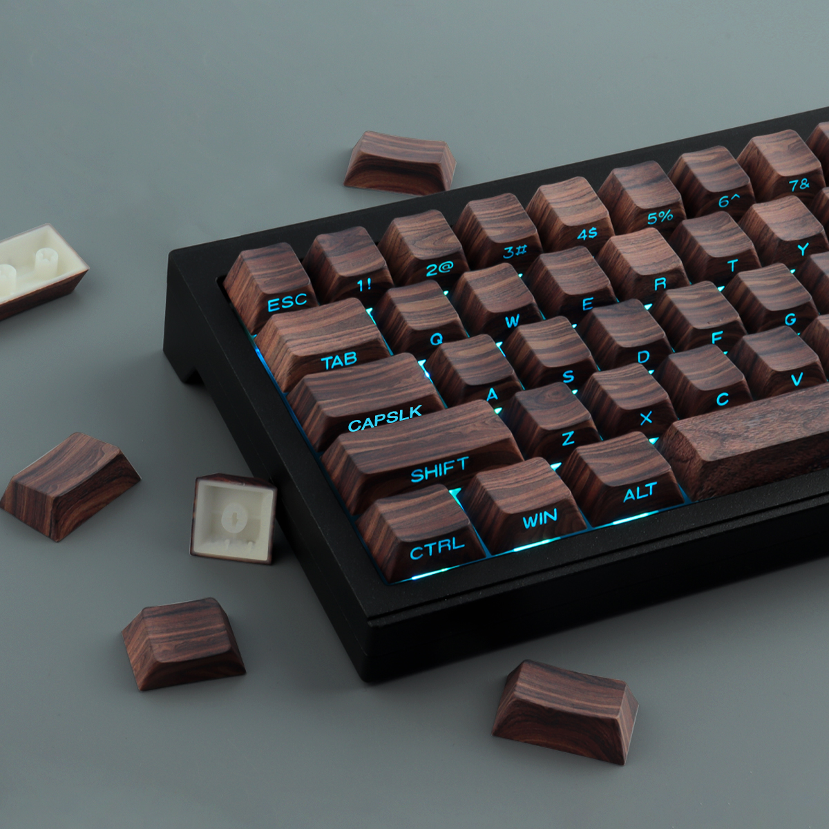 Wood Grain Side Backlight Keycaps 135 Key PBT Cherry Profile Two-Color ...
