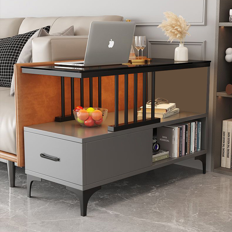 Sofa Side Table Living Room Side Cabinet With Drawer LED Coffee Table ...