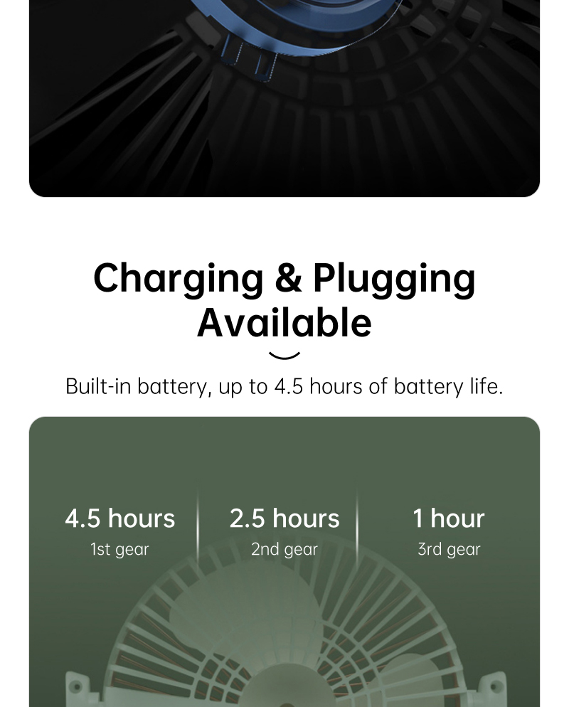 Thunlit Rechargeable Desk Fan 6 Inch USB Rechargeable Table Fan for ...