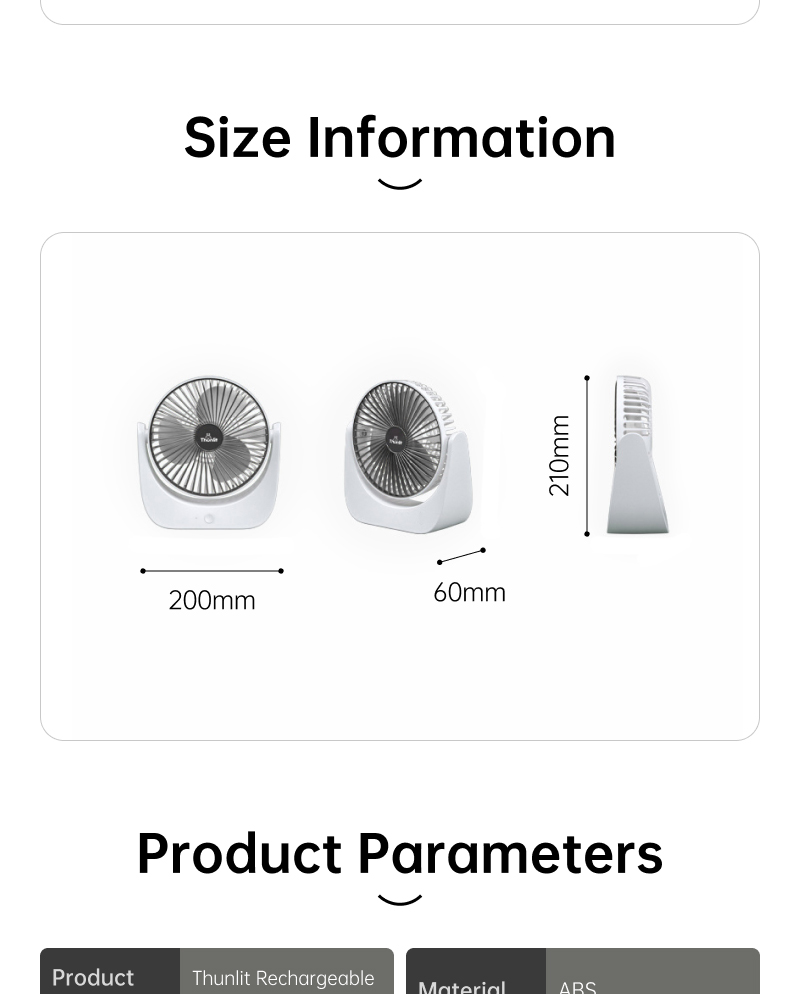 Thunlit Rechargeable Desk Fan 6 Inch USB Rechargeable Table Fan for ...