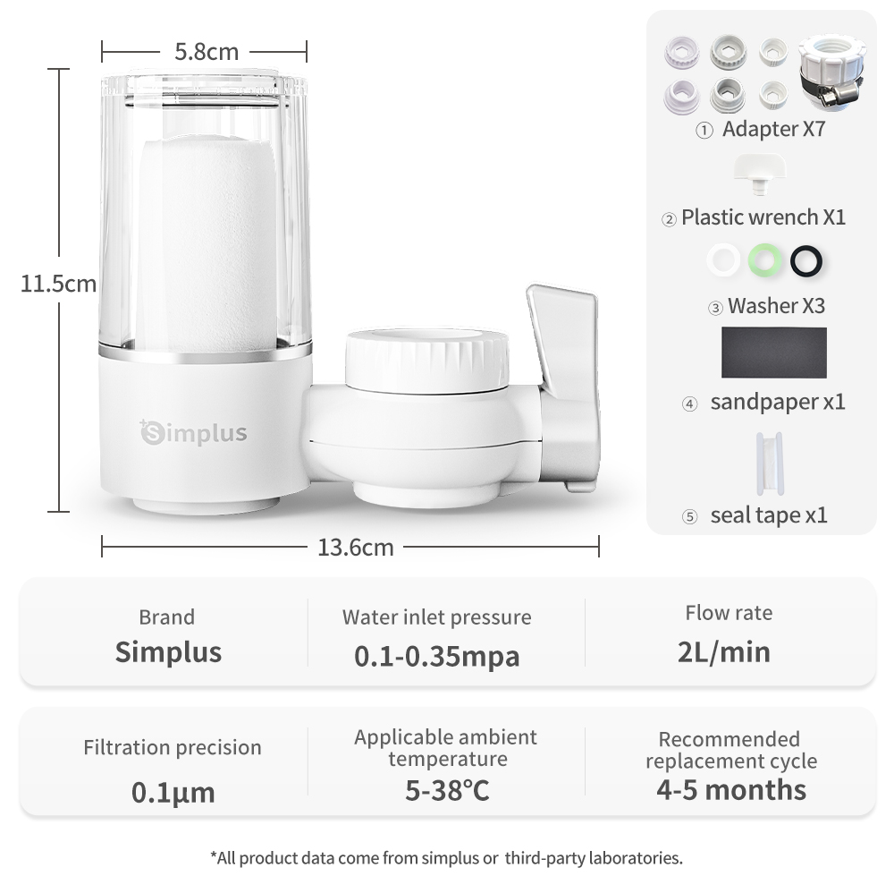 Simplus Water Purifier Tap Water Filter 2 Water Outlets 7-Layer High-Efficiency Health Suitable ...