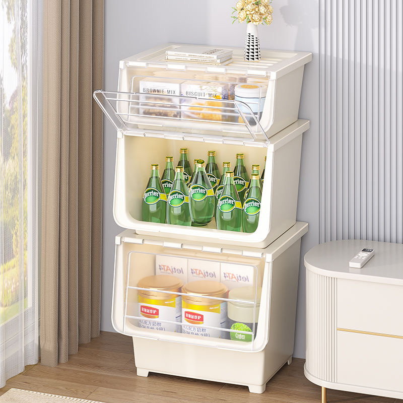 Stackable Plastic Storage Box Large Capacity Flip Top Storage Box with ...