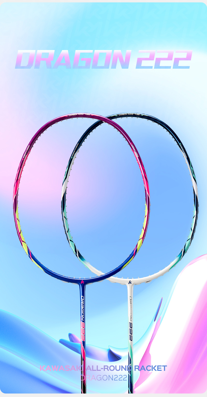 Kawasaki Badminton Racket Dragon 222 5U 18-30LBS Full Carbon For ...