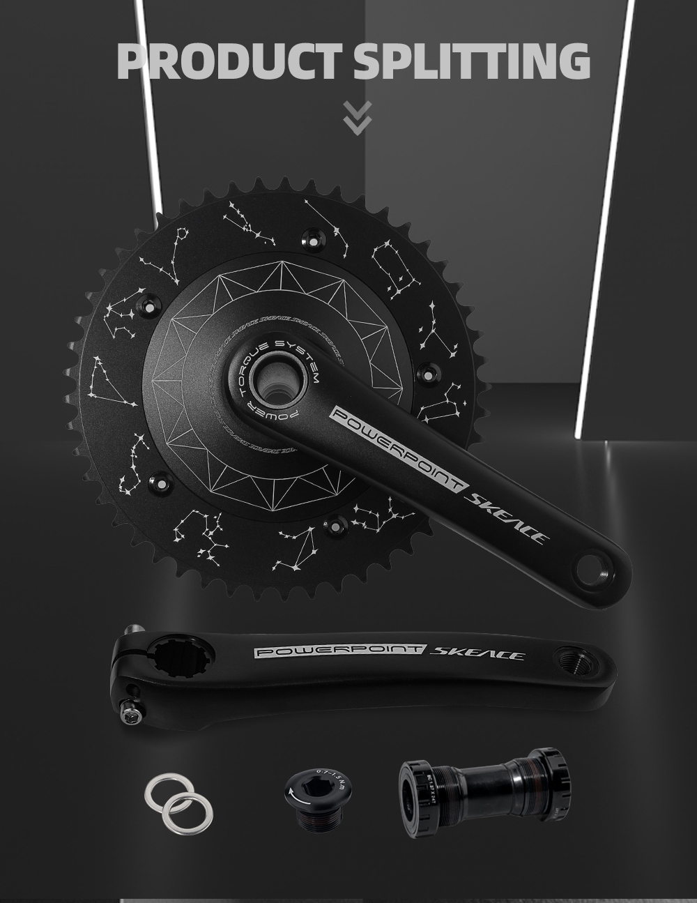 SKEACE 1/8*49T 144mm BCD Matte Black Single Speed Track fixed-gear Bike ...