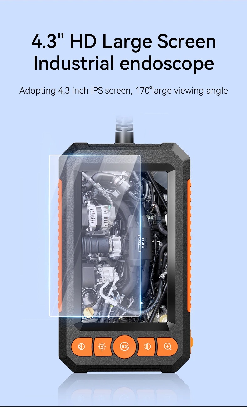 8mm HD 1080P Industrial Sewer Piping Flexible Endoscope Dual Lens Drain ...