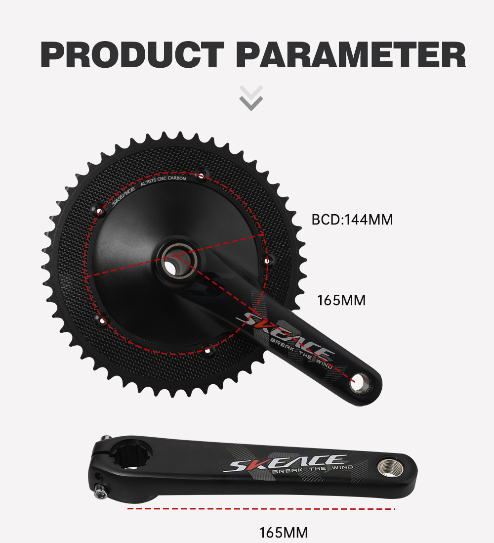 SKEACE Carbon Fiber 144BCD 1/8*49T*165mm Track Fixie Single Speed ...