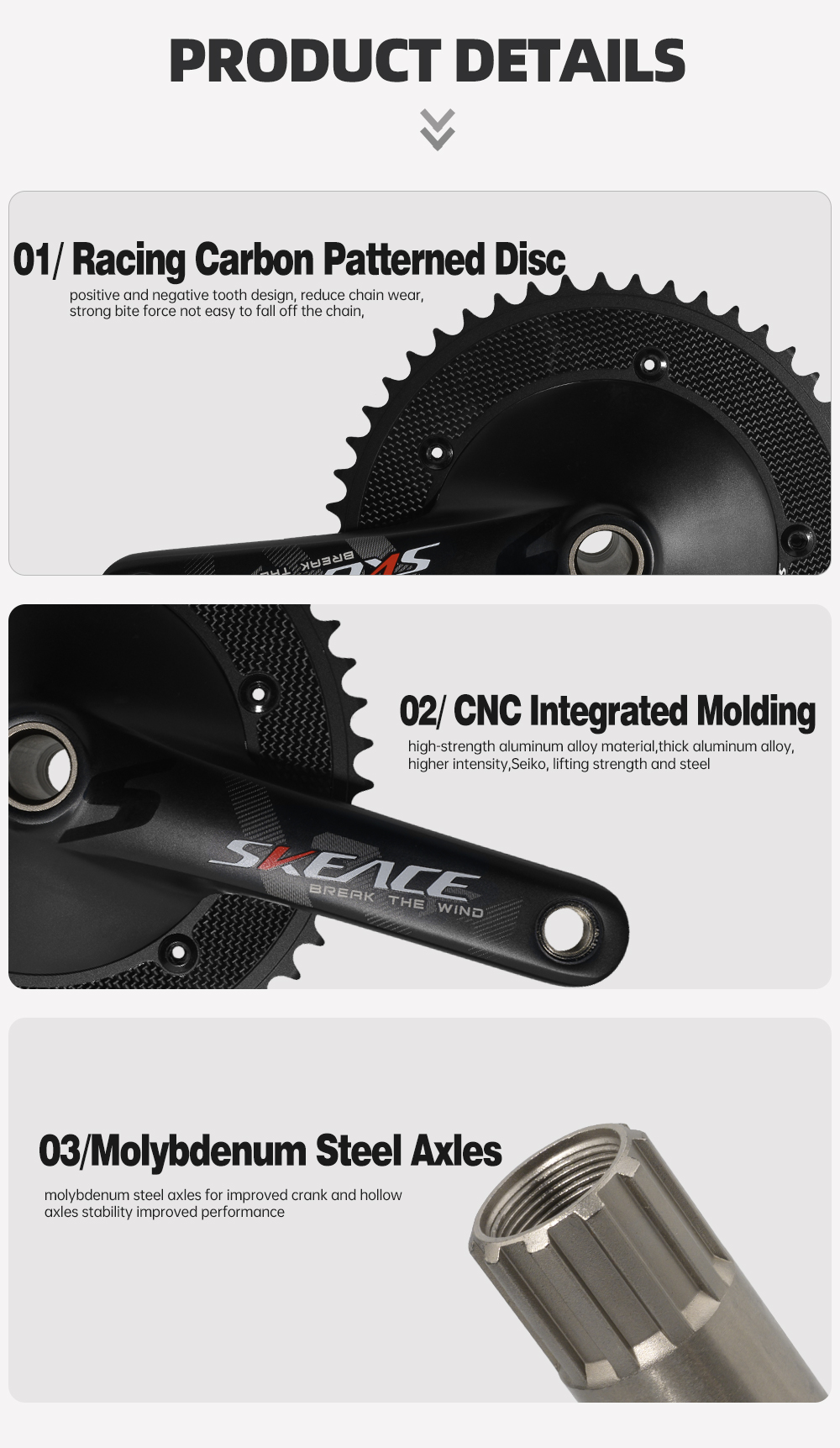 SKEACE Carbon Fiber 144BCD 1/8*49T*165mm Track Fixie Single Speed ...