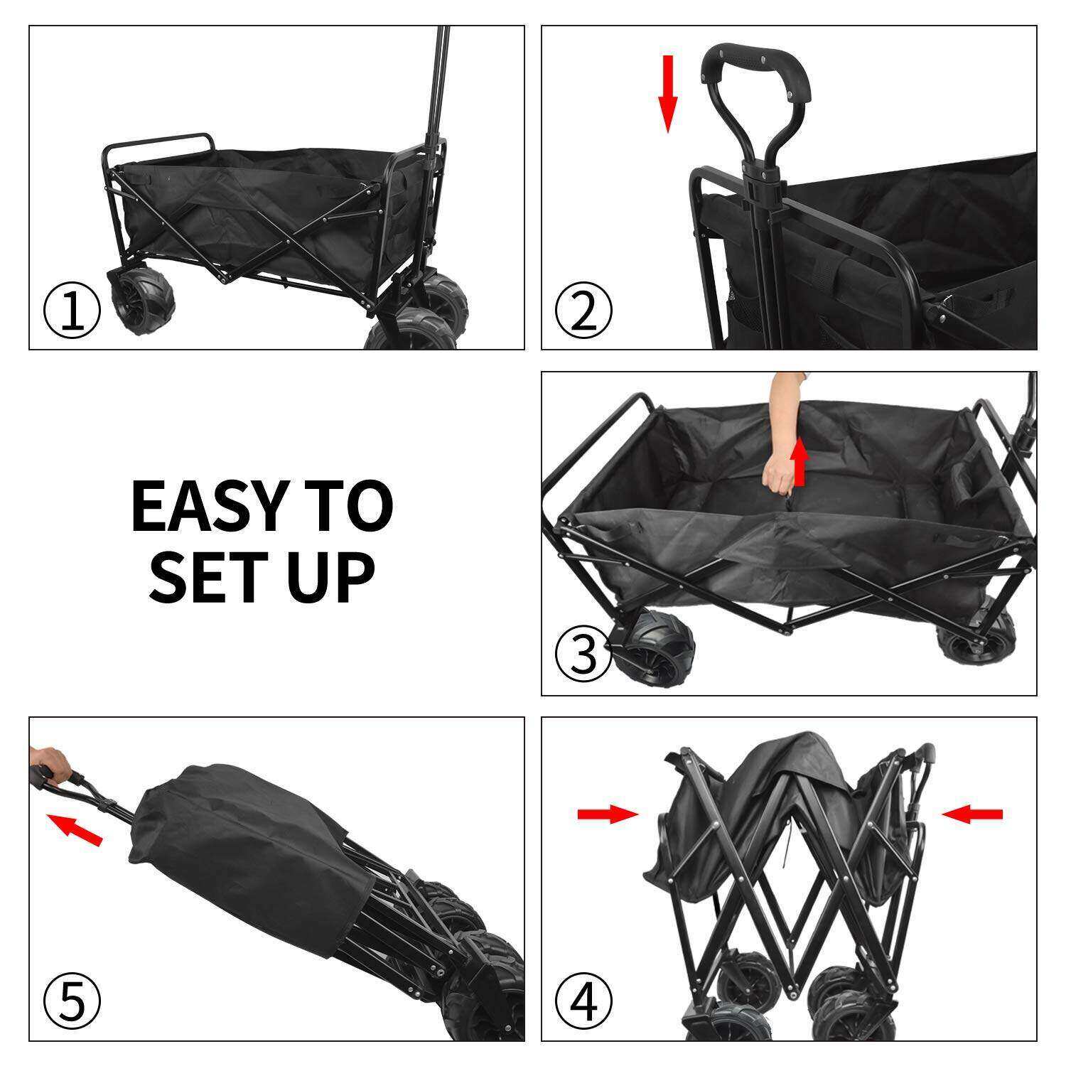 Station Cart Camping Station Cart Trolley Folding Cart Big Wheel ...
