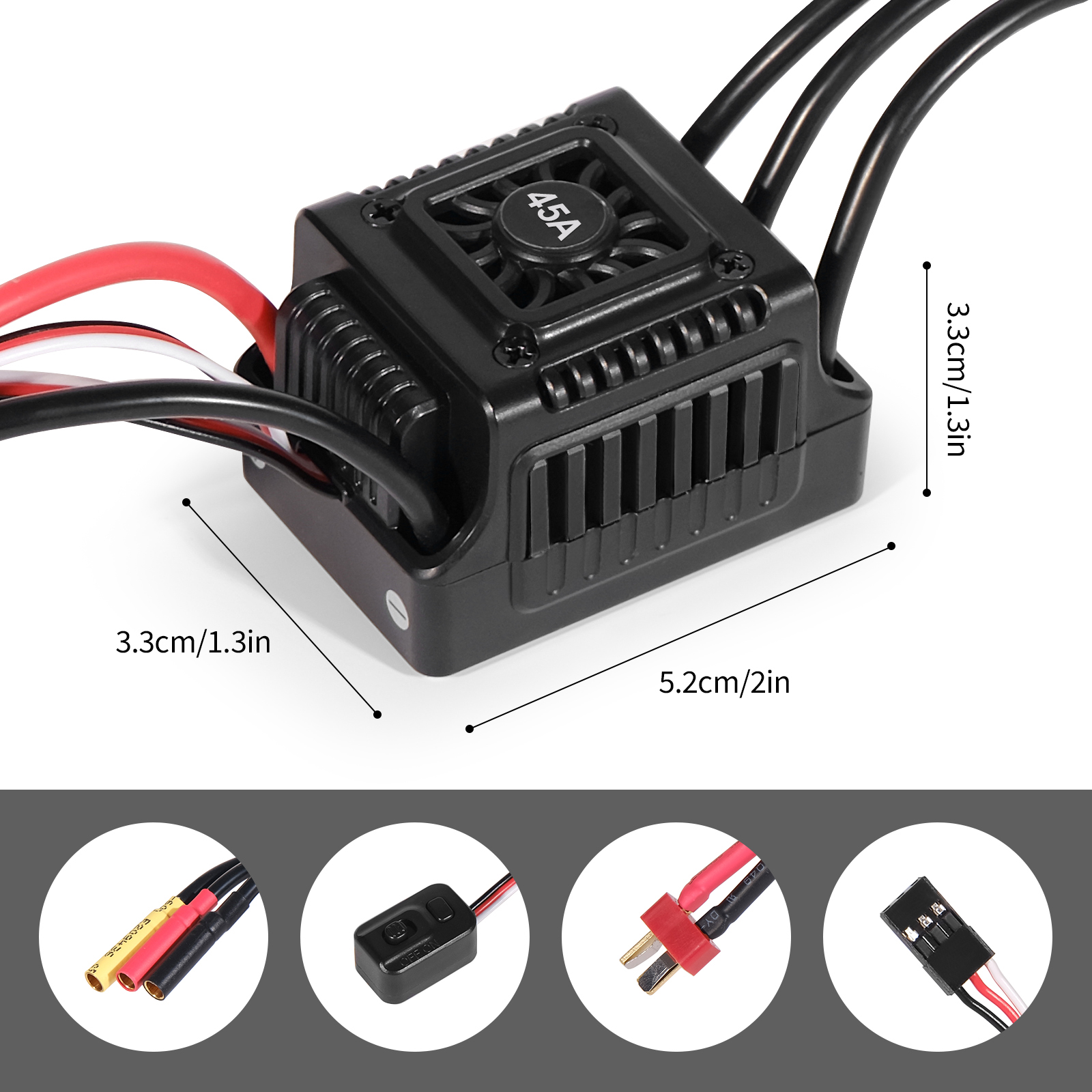 NEEBRC 45A 60A RC ESC Brushless Waterproof 2-3S ESC And XT60 Plug With ...