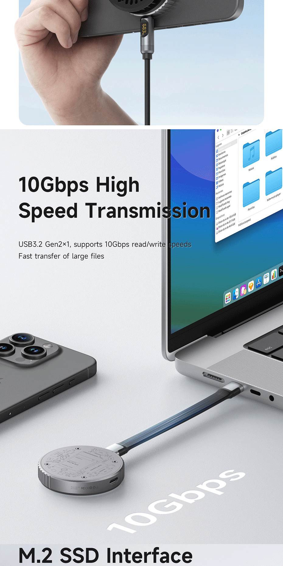 Hagibis Magnetic M.2 2230 NVMe SSD Enclosure with Magsafe for iPhone 16 ...