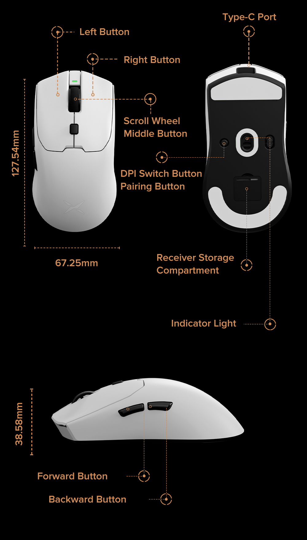 DELUX M700 PRO PAW3395 26000DPI 50G ACC Programmable Wireless Gaming Mouse 59g Lightweight Wired ...